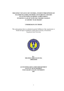 THE EFFECT OF LOCUS OF CONTROL, STUDENT PERCEPTIONS OF TEACHER TEACHING METHODS AND PARENTS ...